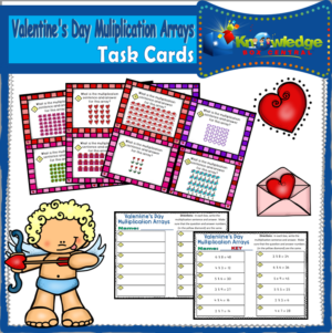 Valentine's Day Multiplication Arrays Task Cards With Response Sheet ...