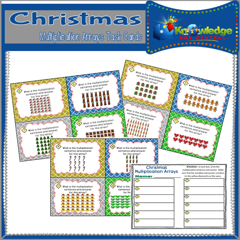 Christmas Multiplication Arrays Task Cards With Response Sheet and ...