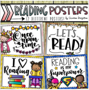 Reading Posters Set Bulletin Board Classroom Library Decorations | Made ...