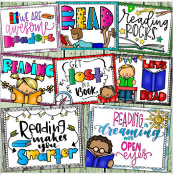 Reading Posters Set Bulletin Board Classroom Library Decorations | Made ...