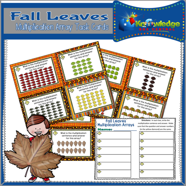 Fall Leaves Multiplication Arrays Task Cards With Response Sheet and ...