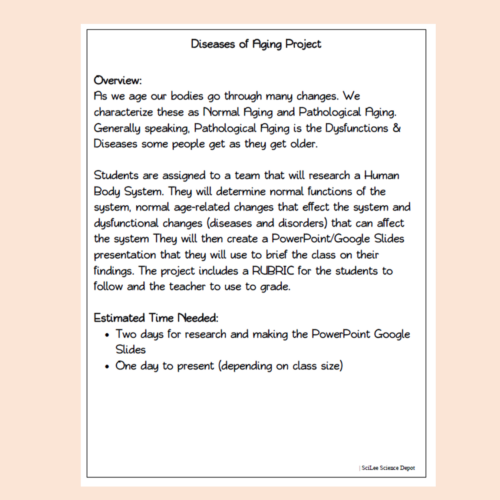 Life Cycles: Diseases of Aging Project | Made By Teachers Life Cycles: Diseases of Aging Project | Made By Teachers