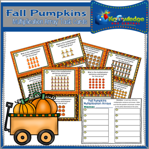 Fall Pumpkins Multiplication Arrays Task Cards With Response Sheet and ...