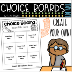 Choice Board Student Menu Tic Tac Toe Blank Templates Create Your Own ...