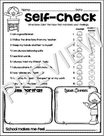 Student Self-Evaluation Reflection Checklist Survey Conferences Primary ...