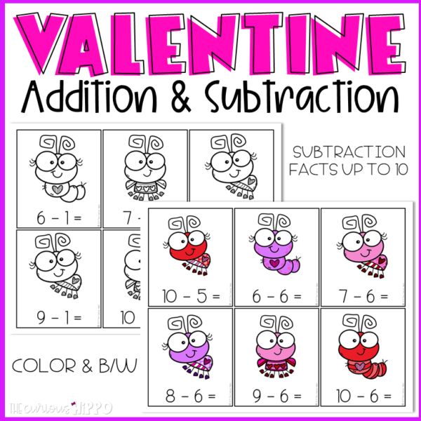 Addition and Subtraction Task Cards - Valentine's Day | Made By Teachers