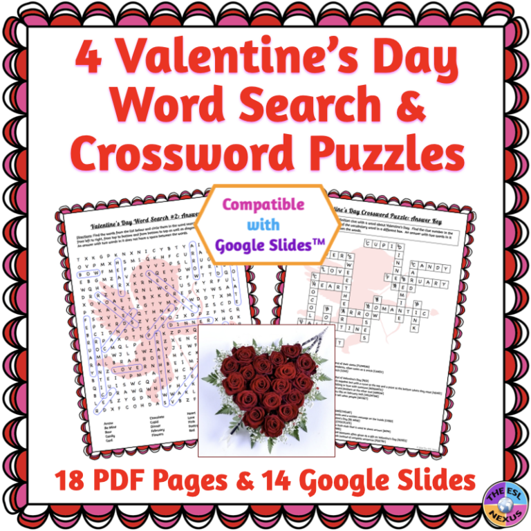 Valentine's Day Word Search and Crossword Puzzles | Made By Teachers