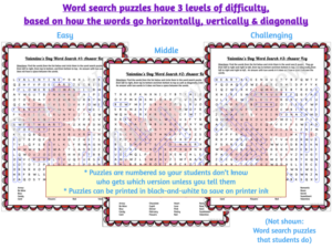 Valentine's Day Word Search and Crossword Puzzles | Made By Teachers