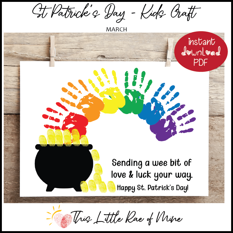 Rainbow - Pot of gold - St Patrick's Day Printable - handprint Art ...
