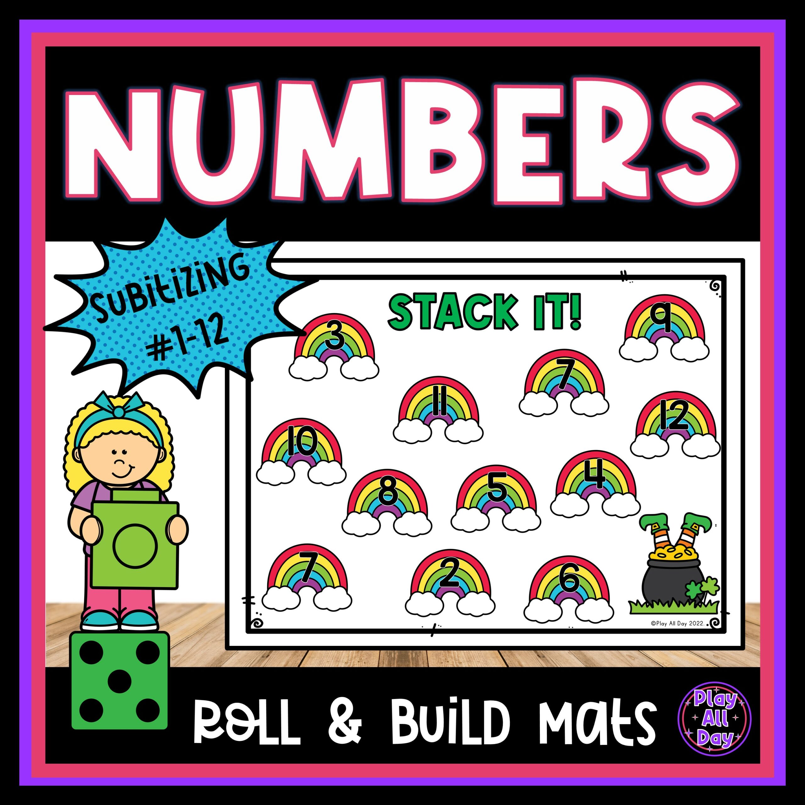 St. Patrick’s Day Roll and Build Number Mats | Count & Build with Cubes ...