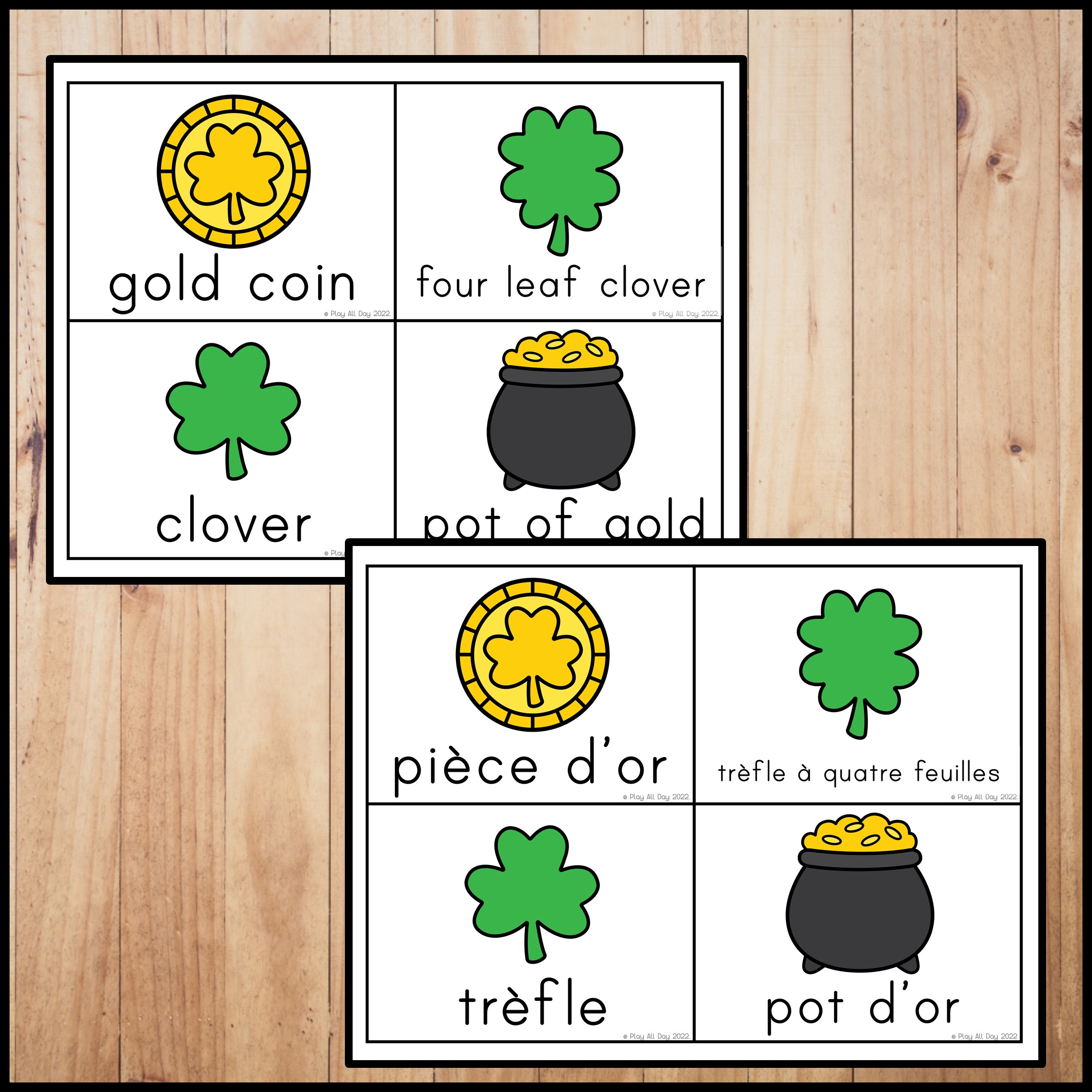 FREE ST. PATRICK’S DAY Themed Vocabulary Cards | French Version ...