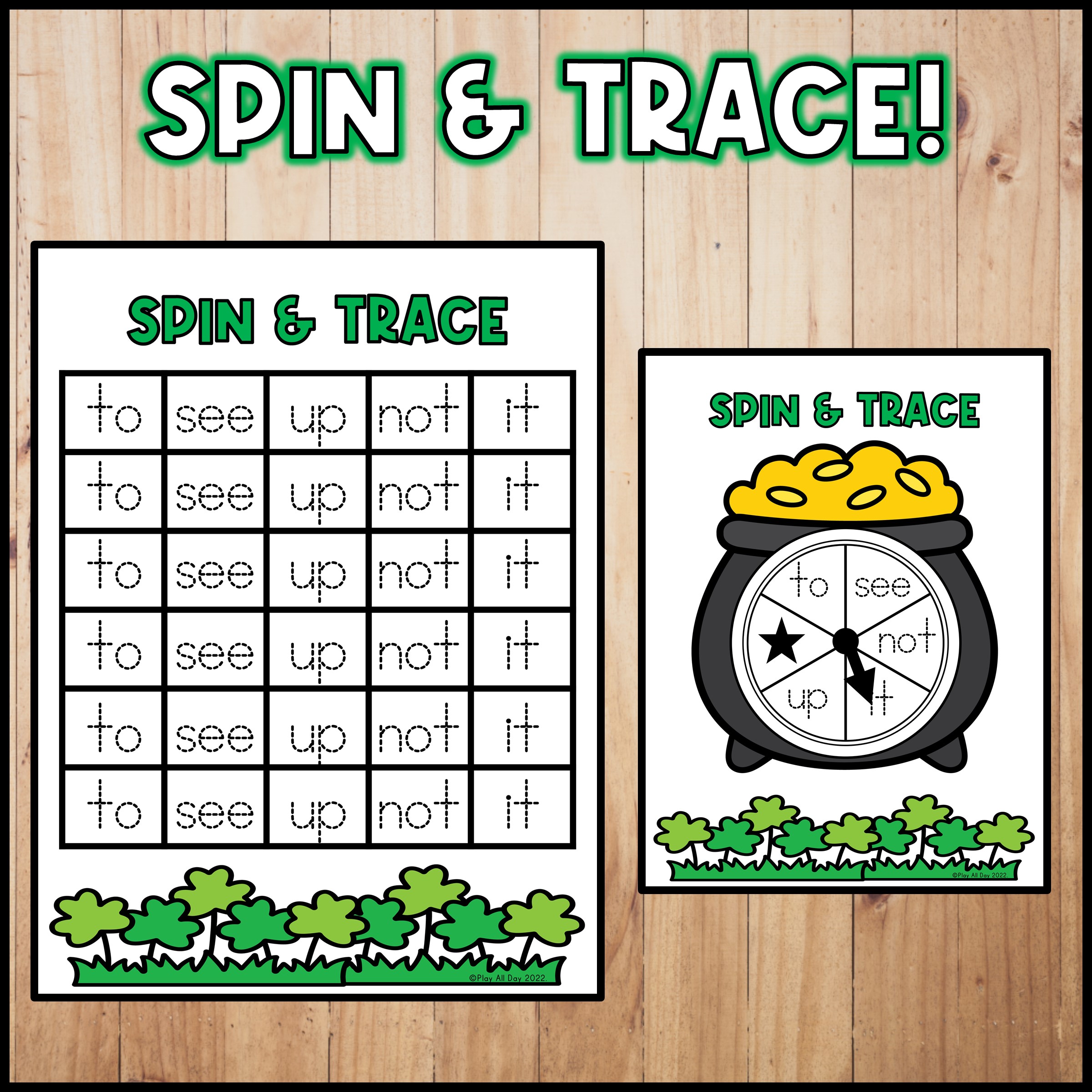 St. Patrick’s Day Word Work with Sight Words | Spin and Trace | Spin ...