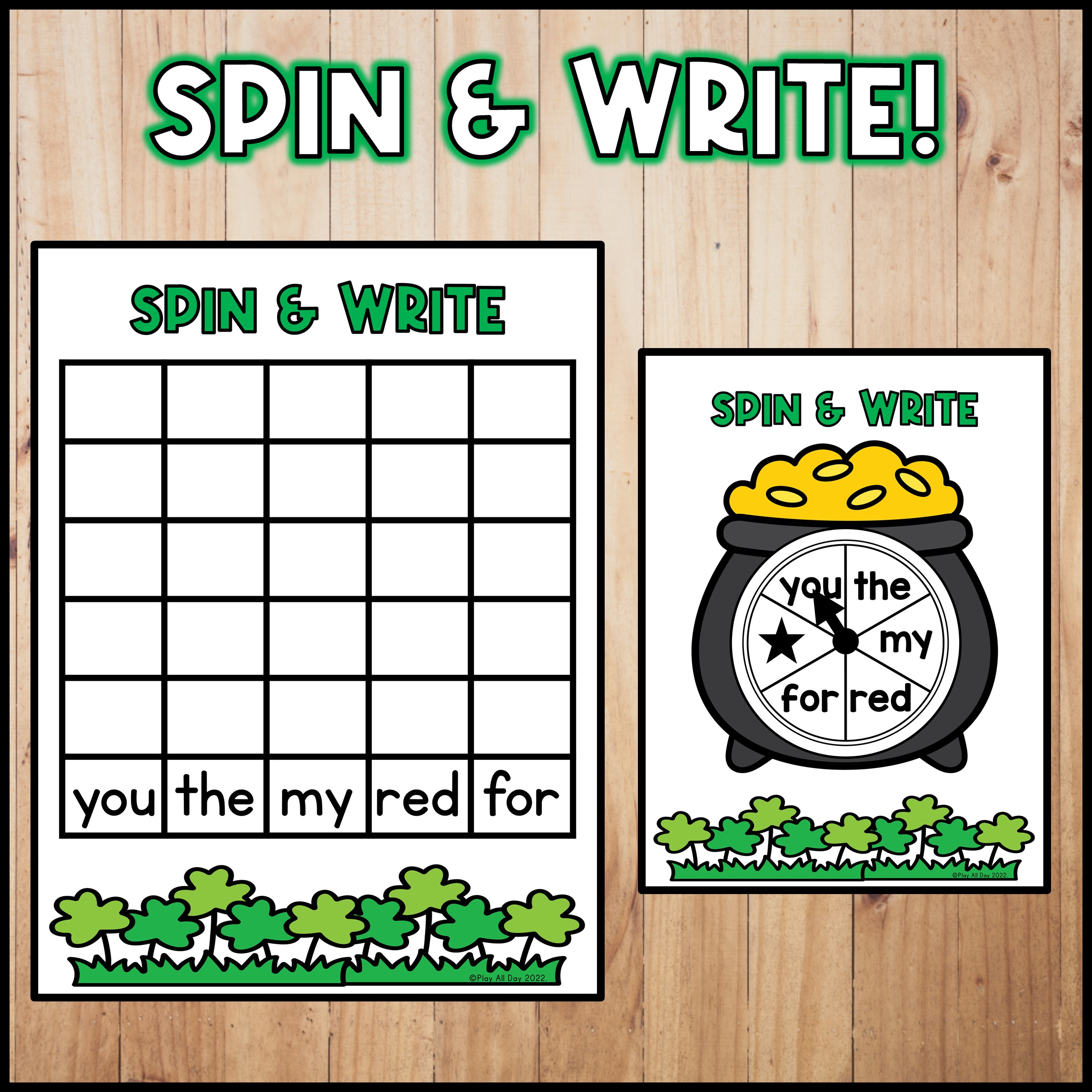 St. Patrick’s Day Word Work with Sight Words | Spin and Trace | Spin ...