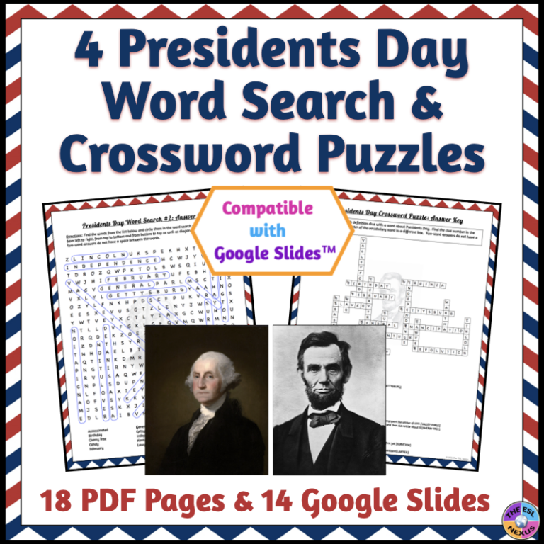 President's Day Word Search and Crossword Puzzles | Made By Teachers
