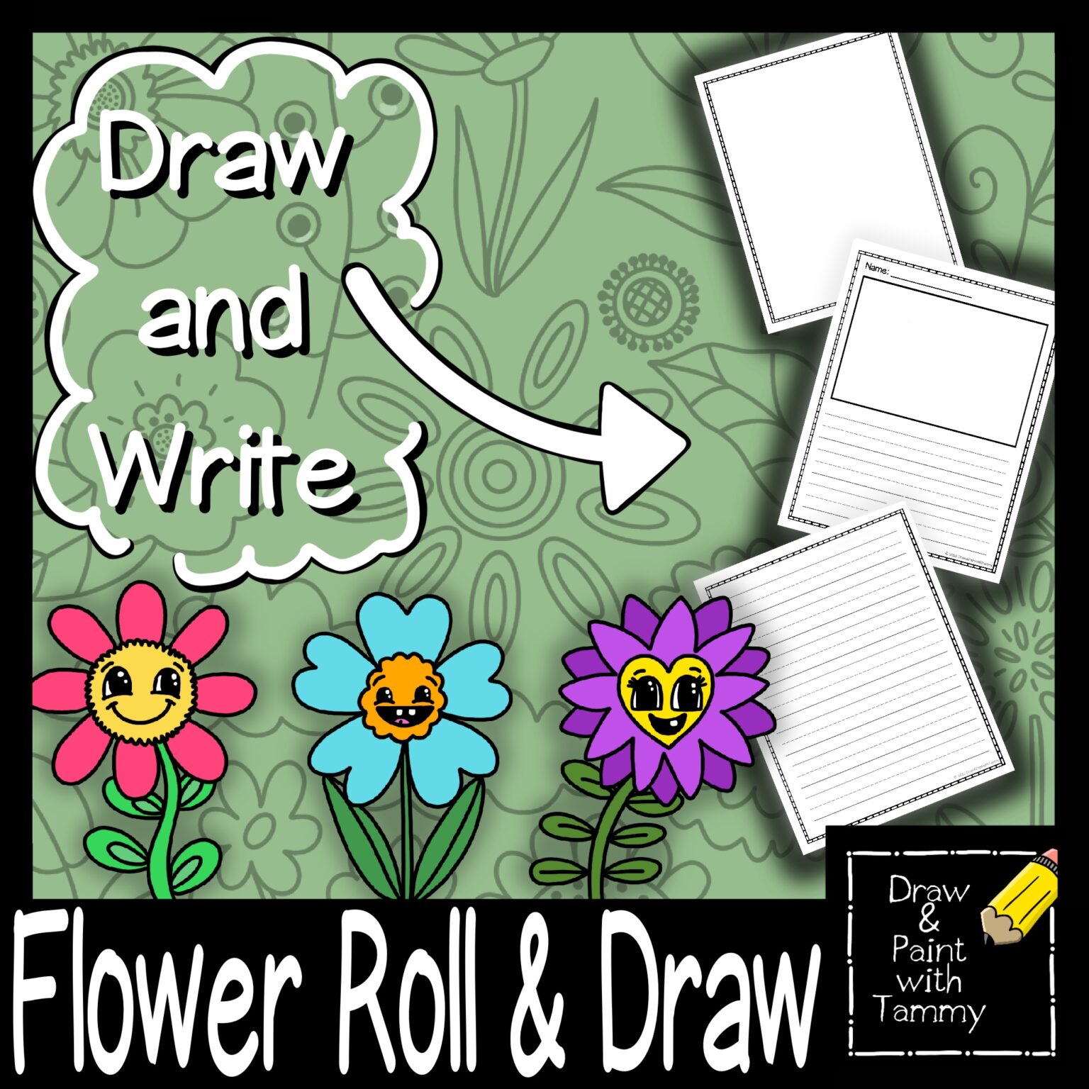 Roll a Flower Character Roll and Draw Printable Art Game Art Sub Lesson ...