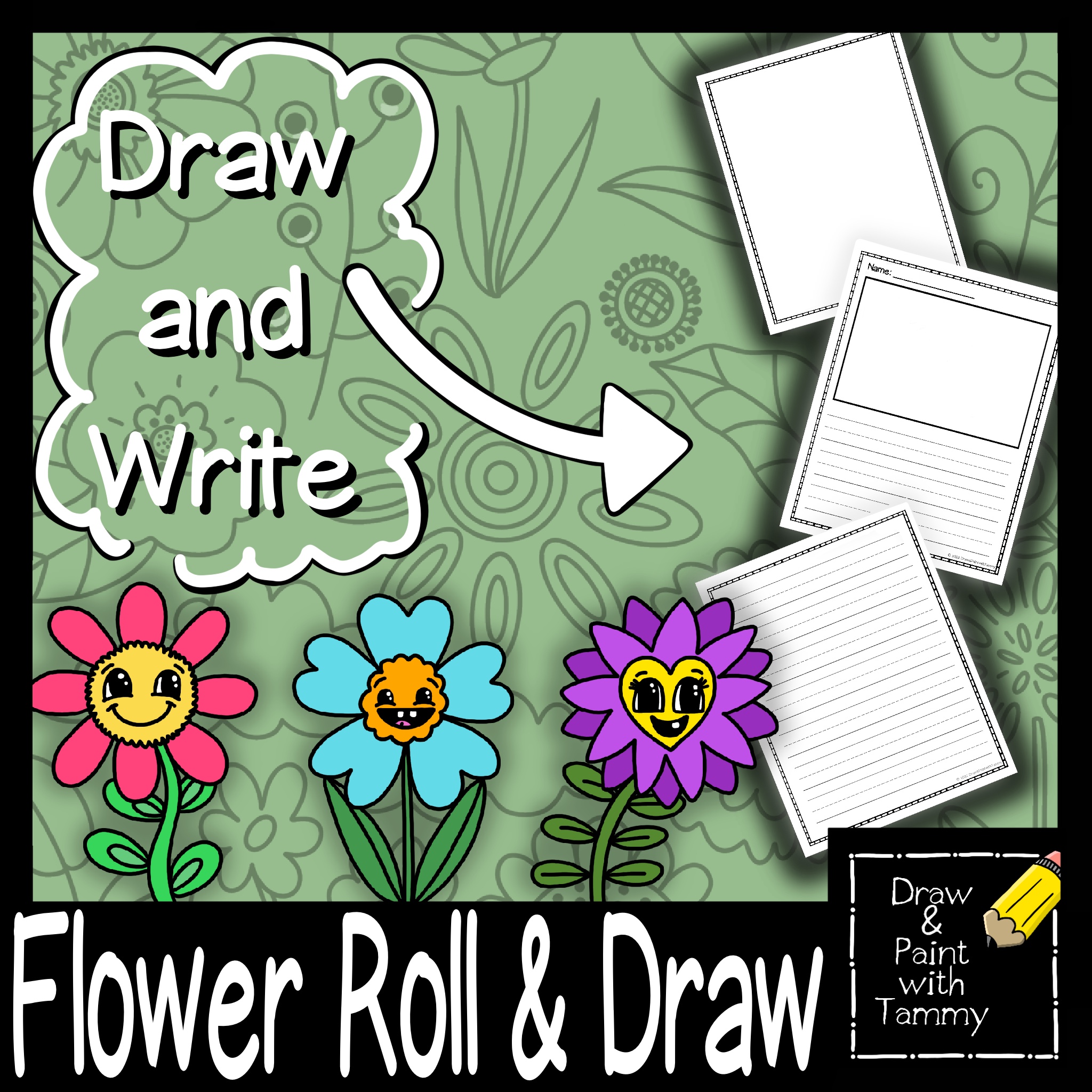 Roll a Flower Character Roll and Draw Printable Art Game Art Sub Lesson ...