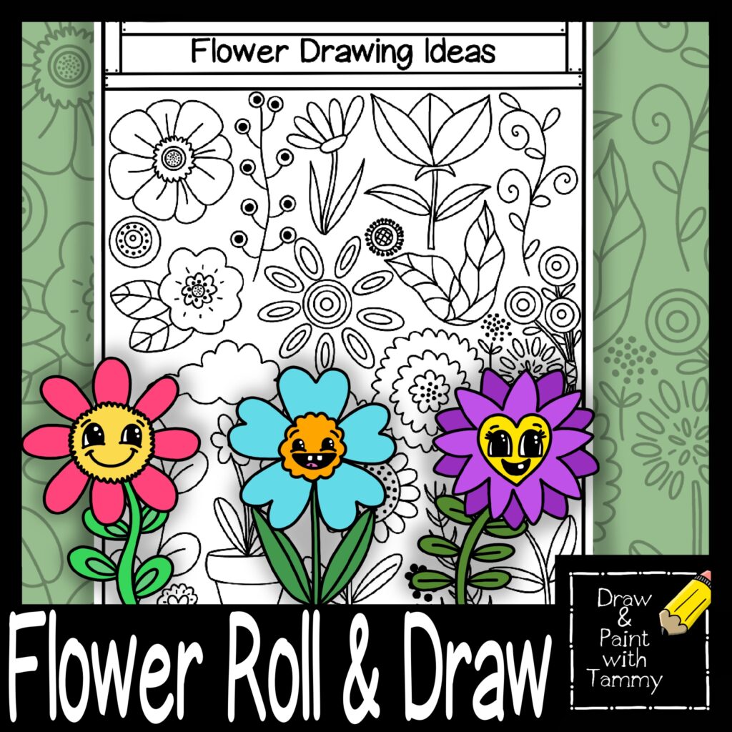Roll a Flower Character Roll and Draw Printable Art Game Art Sub Lesson ...