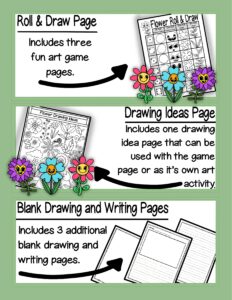 Roll a Flower Character Roll and Draw Printable Art Game Art Sub Lesson ...