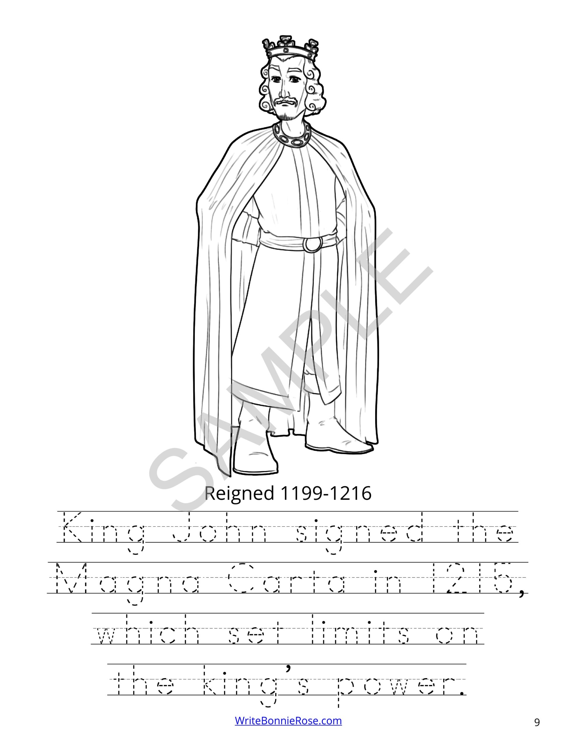 Kings and Queens of England Coloring Book-Level B | Made By Teachers