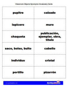 Synonyms for Classroom Objects - Spanish Sub Lesson Plan for Novice ...
