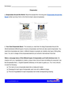Empanadas Spanish Substitute Lesson Plan for Novice-Low Students | Made ...