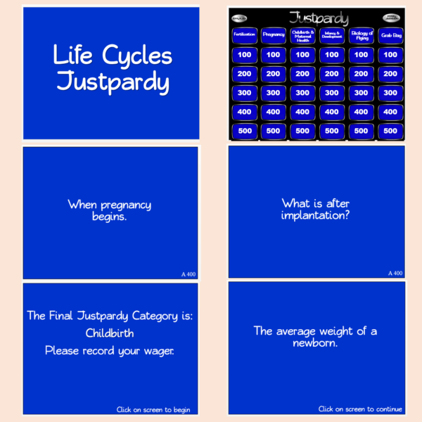 Life Cycles Review Packet: Justpardy Game + Study Guide | Made By Teachers