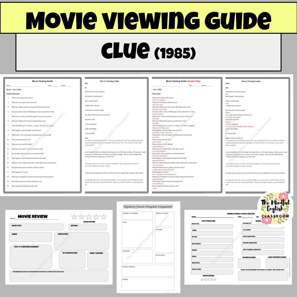 Clue (1985) | Movie Guide | Digital & Print Worksheets | Mystery | Made ...