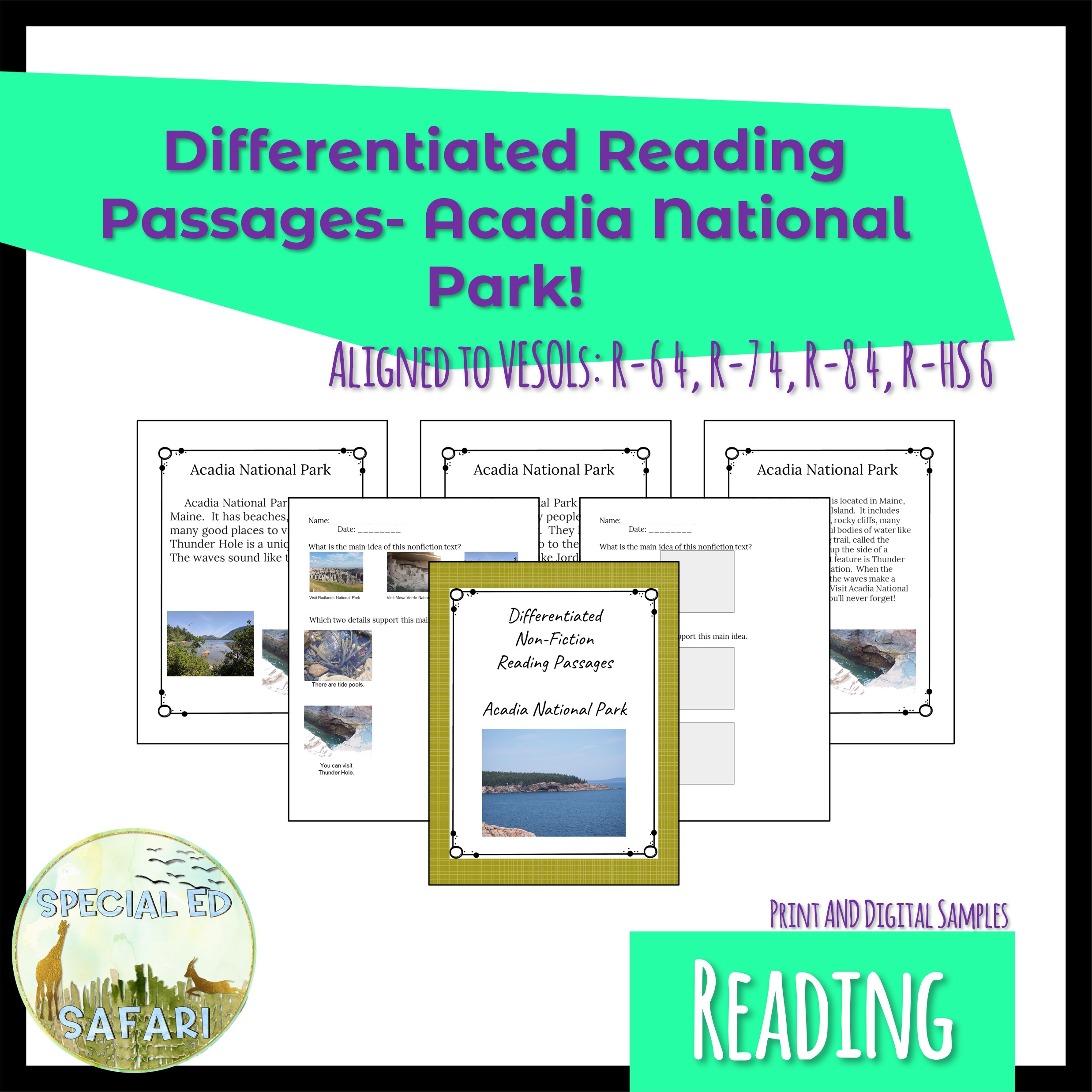 Differentiated Reading Passages- Acadia National Park- VAAP! | Made By ...