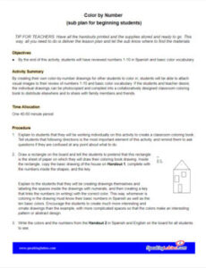 Color by Number - Spanish Substitute Lesson Plan for Novice Students ...