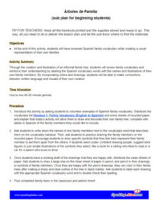 Family Tree - Spanish Substitute Lesson Plan for Novice Students | Made ...
