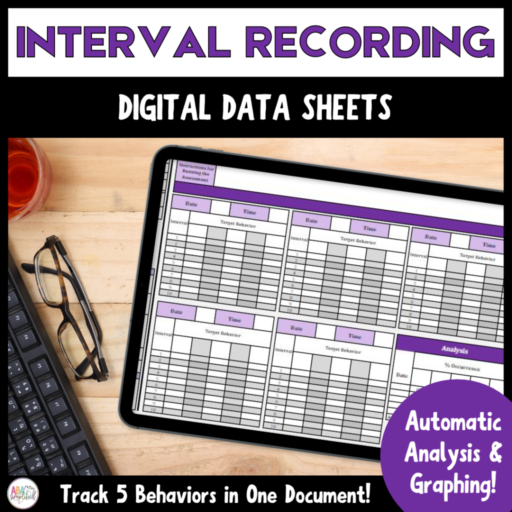 Digital Interval Recording Data Sheet for ABA Therapy (Google Sheets ...