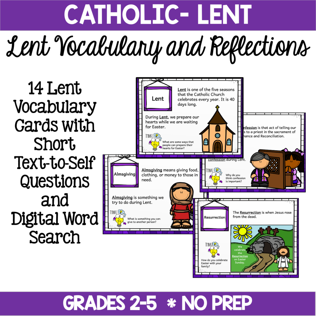 Lenten Vocabulary Word Cards and Reflections | Made By Teachers