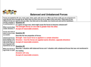 3rd Grade Science Balanced & Unbalanced Forces 3.PS2.1 Activities ...