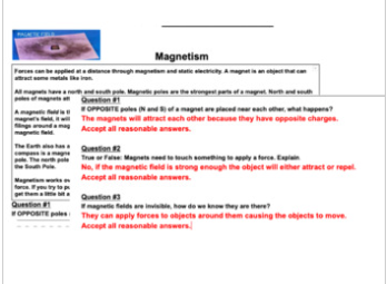 3rd Grade Science Magnetic/Electric Interactions 3.PS2.3 Activities ...