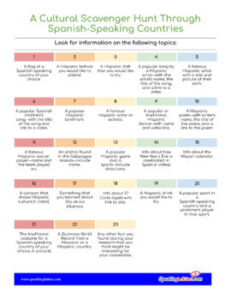 Cultural Scavenger Hunt - Spanish Substitute Lesson Plan for Novice ...