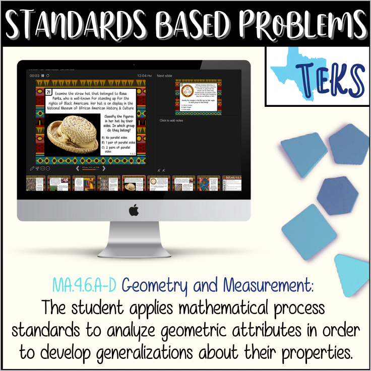 Celebrate Black History through Geometry - 4th Grade TEKS 4.6 A-D Task ...