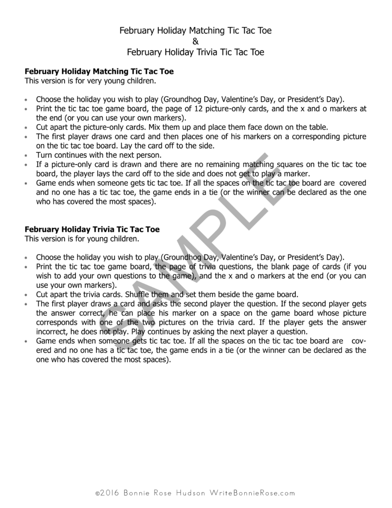 February Holiday Matching Tic Tac Toe and Trivia Tic Tac Toe | Made By ...