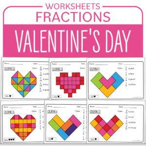 Valentine's Day Math Activity Coloring Fractions Heart Math Centers ...
