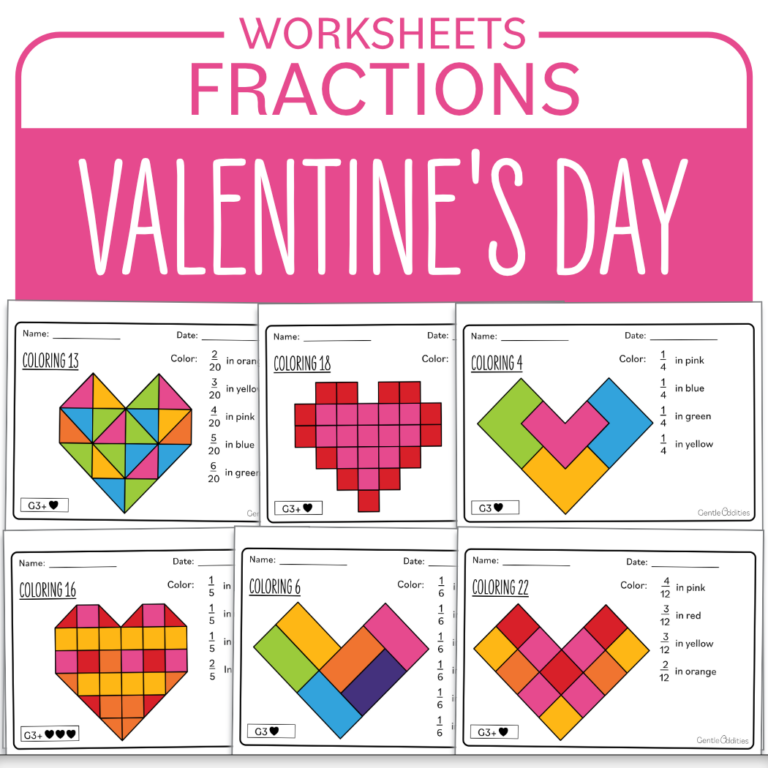 Valentine's Day Math Activity Coloring Fractions Heart Math Centers ...
