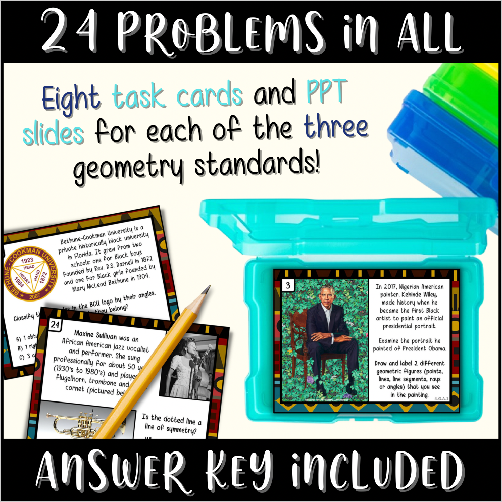 Celebrate Black History through Geometry - 4th Grade CCSS 4.G.A Task ...