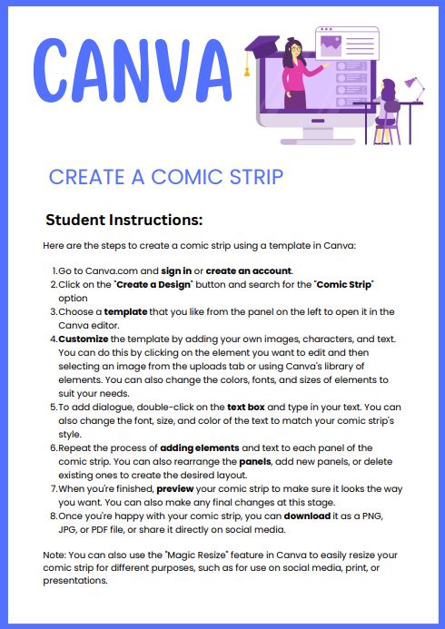 Canva - Create a Comic Strip - Assignment for Students | Made By Teachers