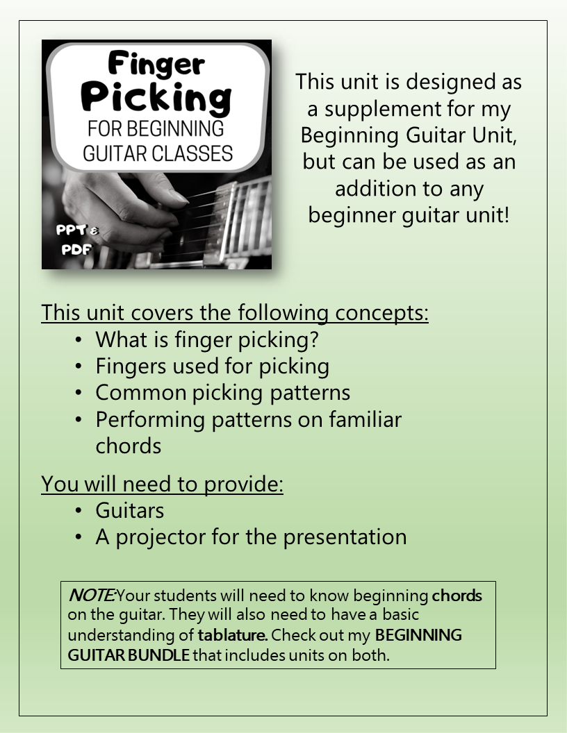 FINGERPICKING for Beginning Guitar Classes | Made By Teachers