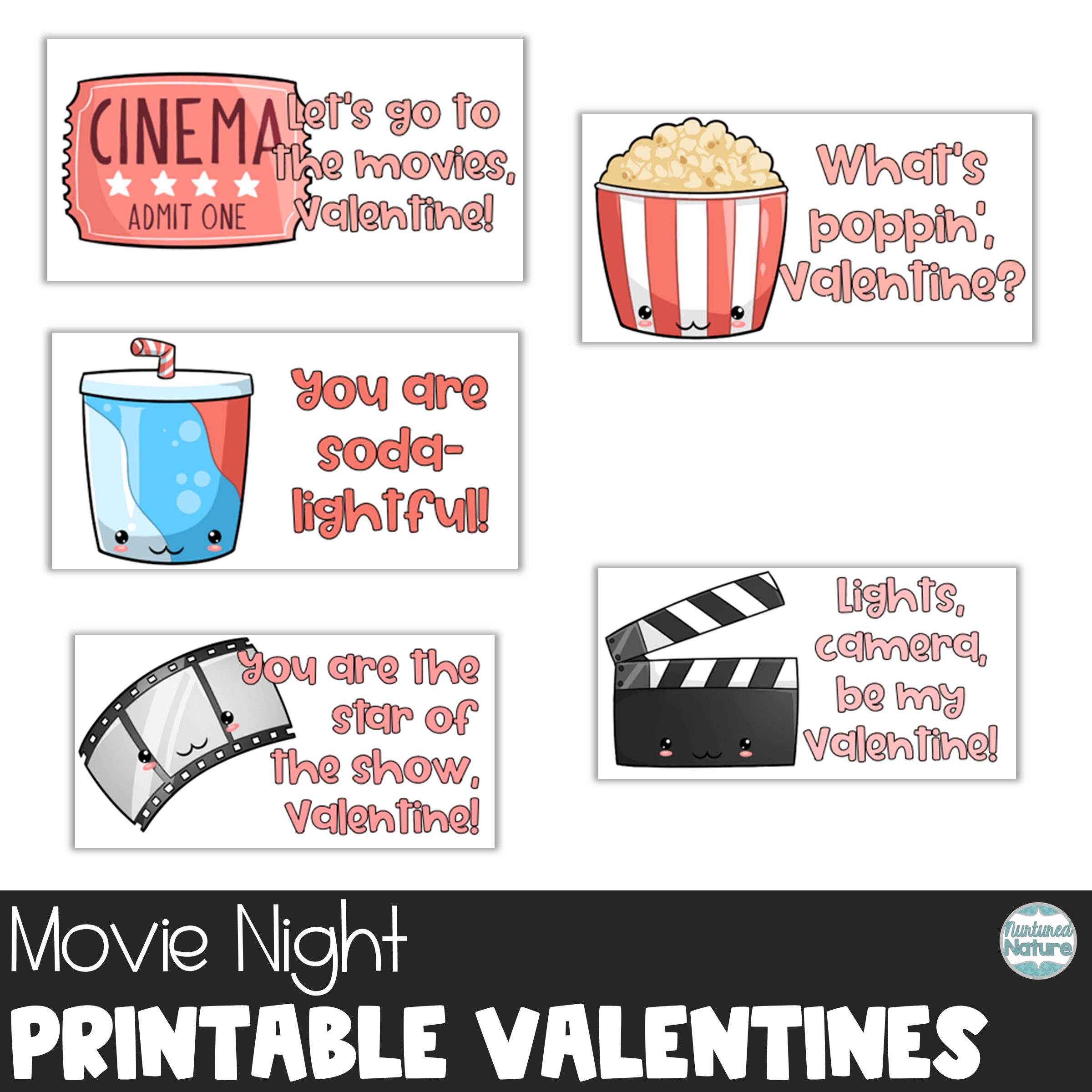 Movie Night Valentine’s Day Cards from Teacher for Students | Made By ...