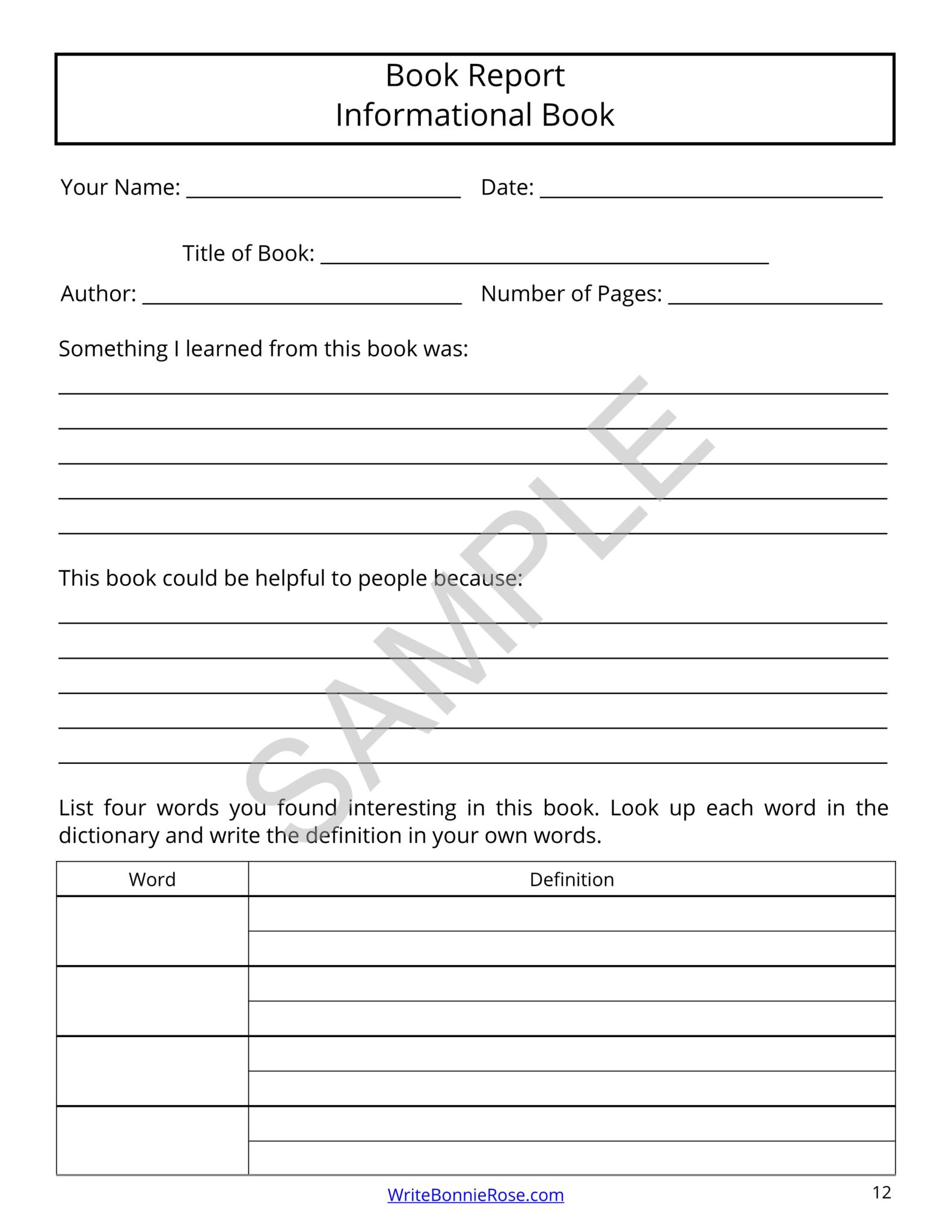 Book Report Forms | Made By Teachers