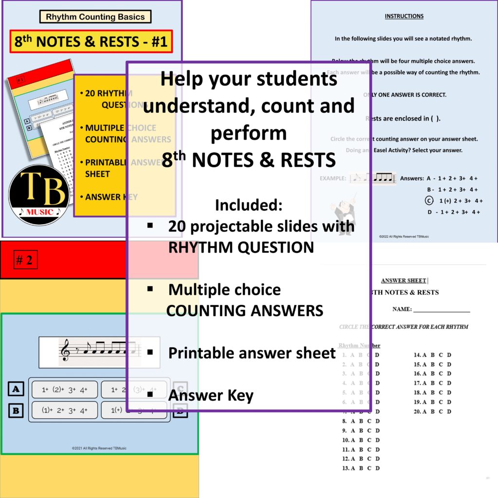 COUNTING RHYTHMS: 8th Notes & Rests #1 | Made By Teachers