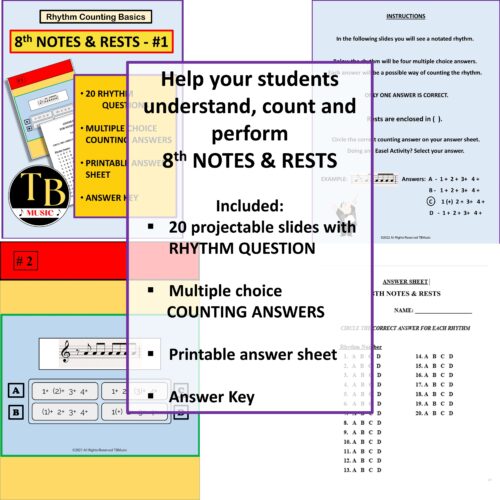 COUNTING RHYTHMS: 8th Notes & Rests #1 | Made By Teachers