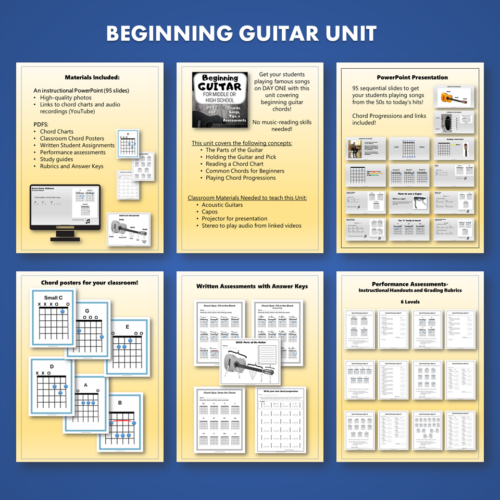 BEGINNING GUITAR BUNDLE for Middle and High School Music Classes | Made ...