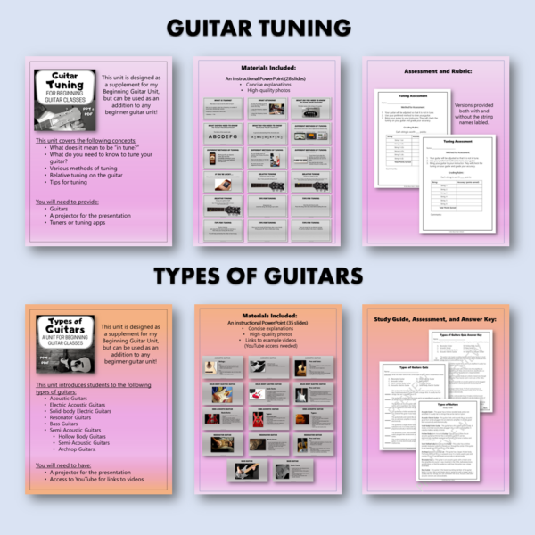BEGINNING GUITAR BUNDLE for Middle and High School Music Classes | Made ...