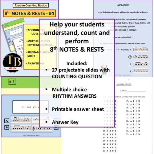 COUNTING RHYTHMS: 8th Notes & Rests #4 | Made By Teachers