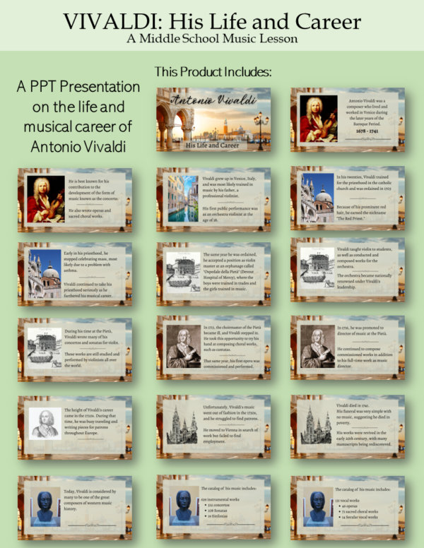 ANTONIO VIVALDI HIS LIFE & CAREER a Middle School Music Lesson | Made ...